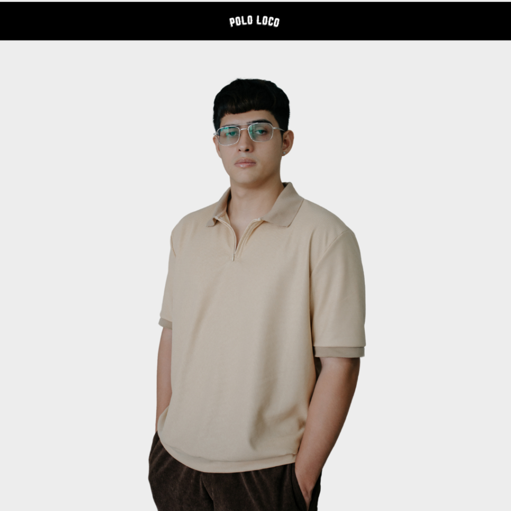 POLO LOCO Sand Half- Zip Polo Shirt | Shopee Philippines