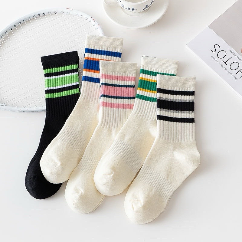 Iconic Socks Preppy Plain Neon Mid Crew Cut School Stripes Sports ...