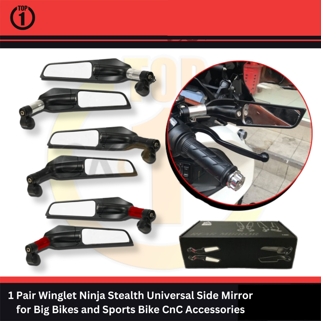 Top1 Racing 1 Pair Winglet Ninja Stealth Universal Side Mirror for Big ...