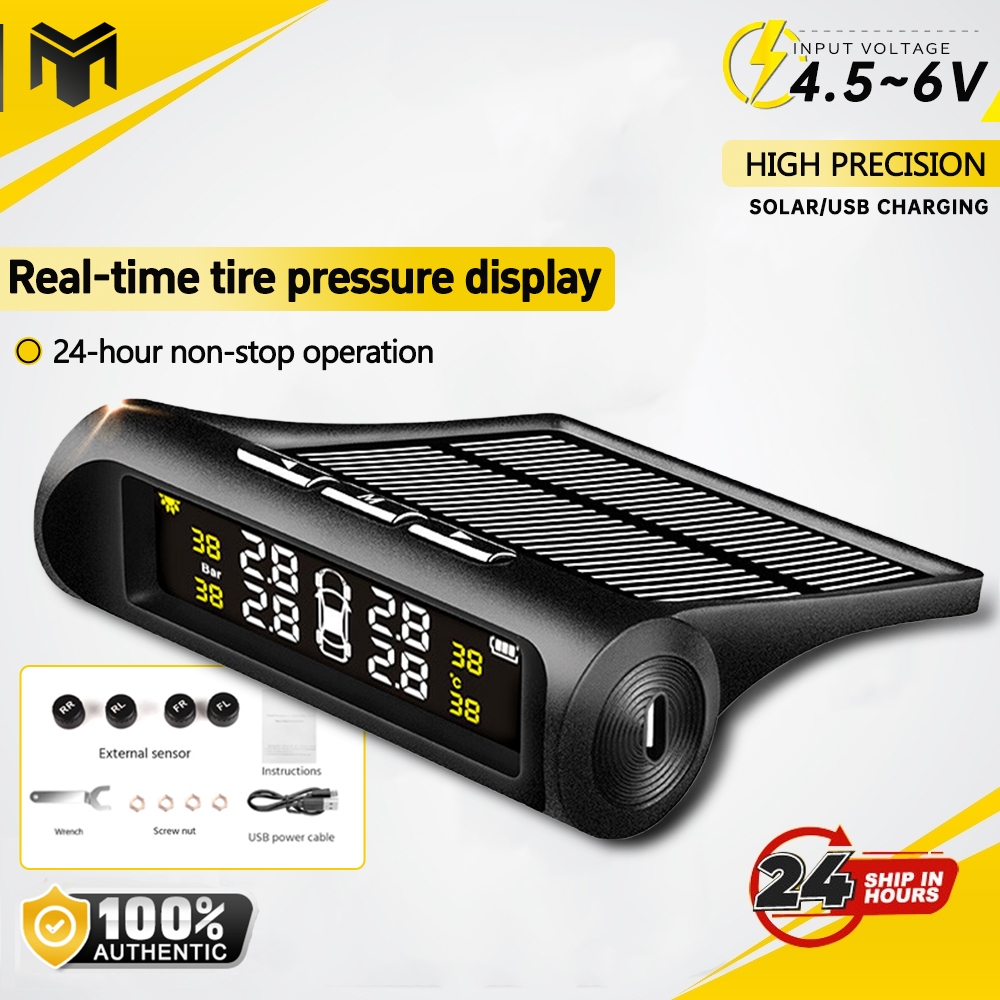 MIDOO TPMS Car Tire Pressure Alarm Monitor System Internal Display Temperature Warning Solar ...