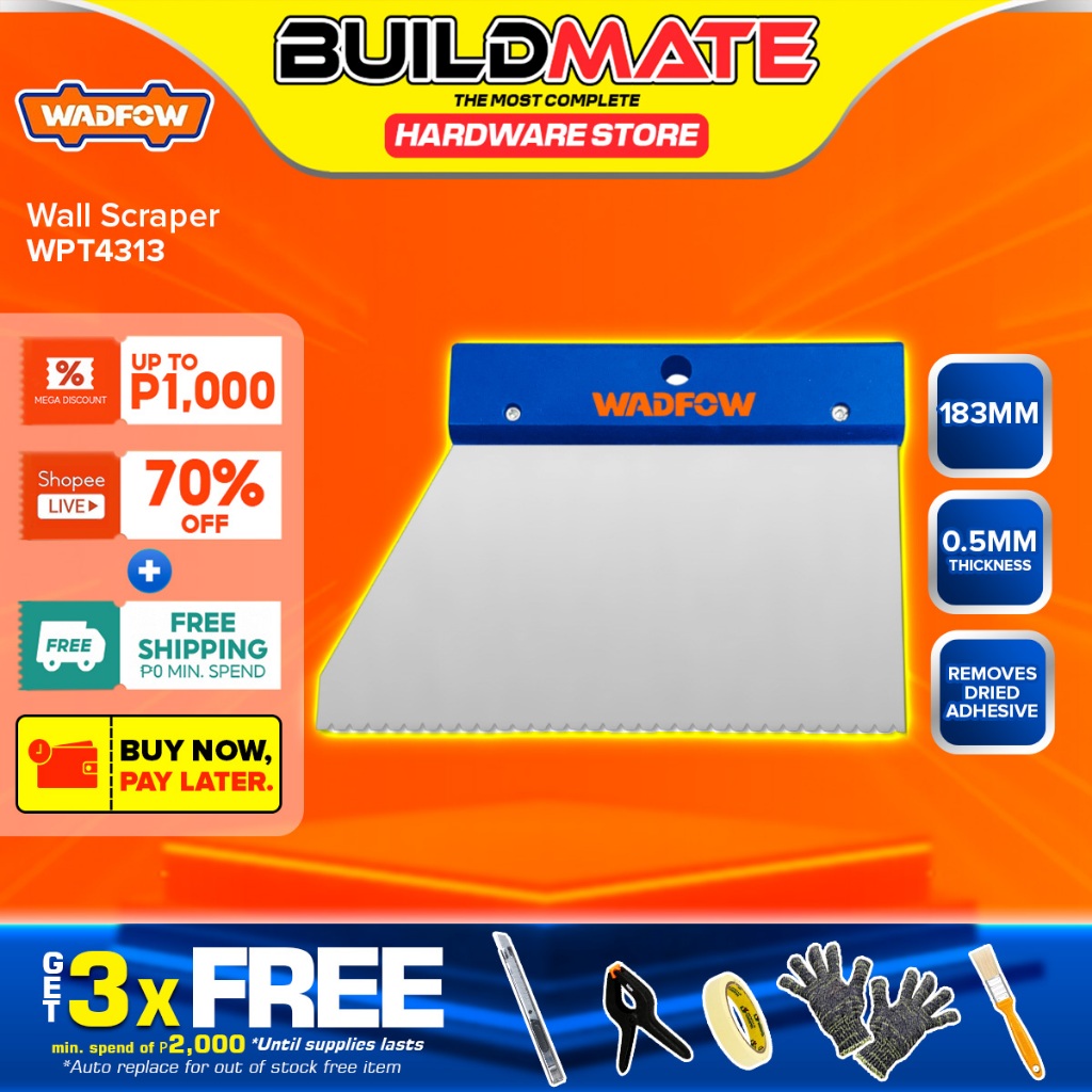 BUILDMATE Wadfow 183MM Wall Scraper with Plastic Handle Removing Paint ...