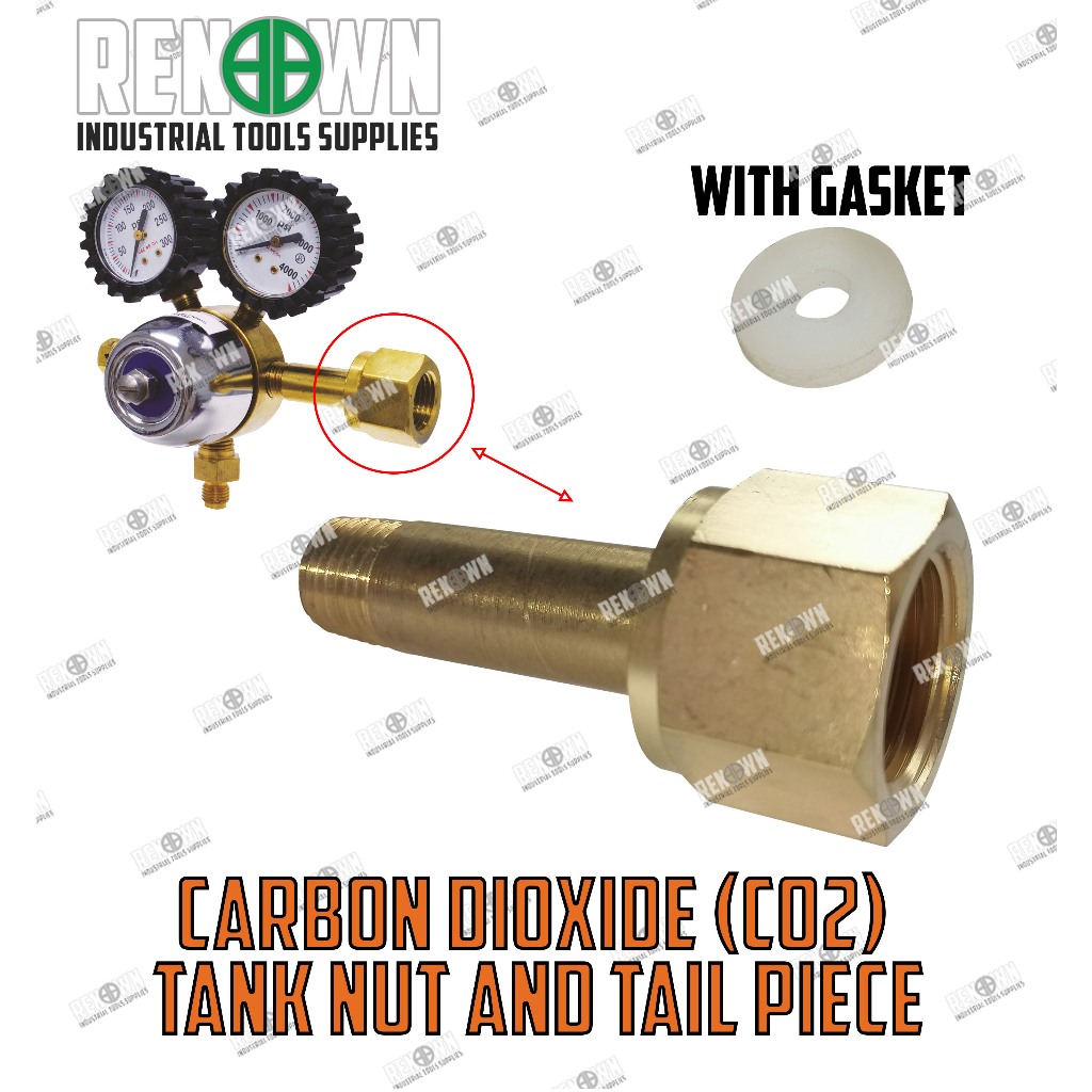 Carbon Dioxide C02 tank nut and tail piece (Regulator Replacement Parts ...