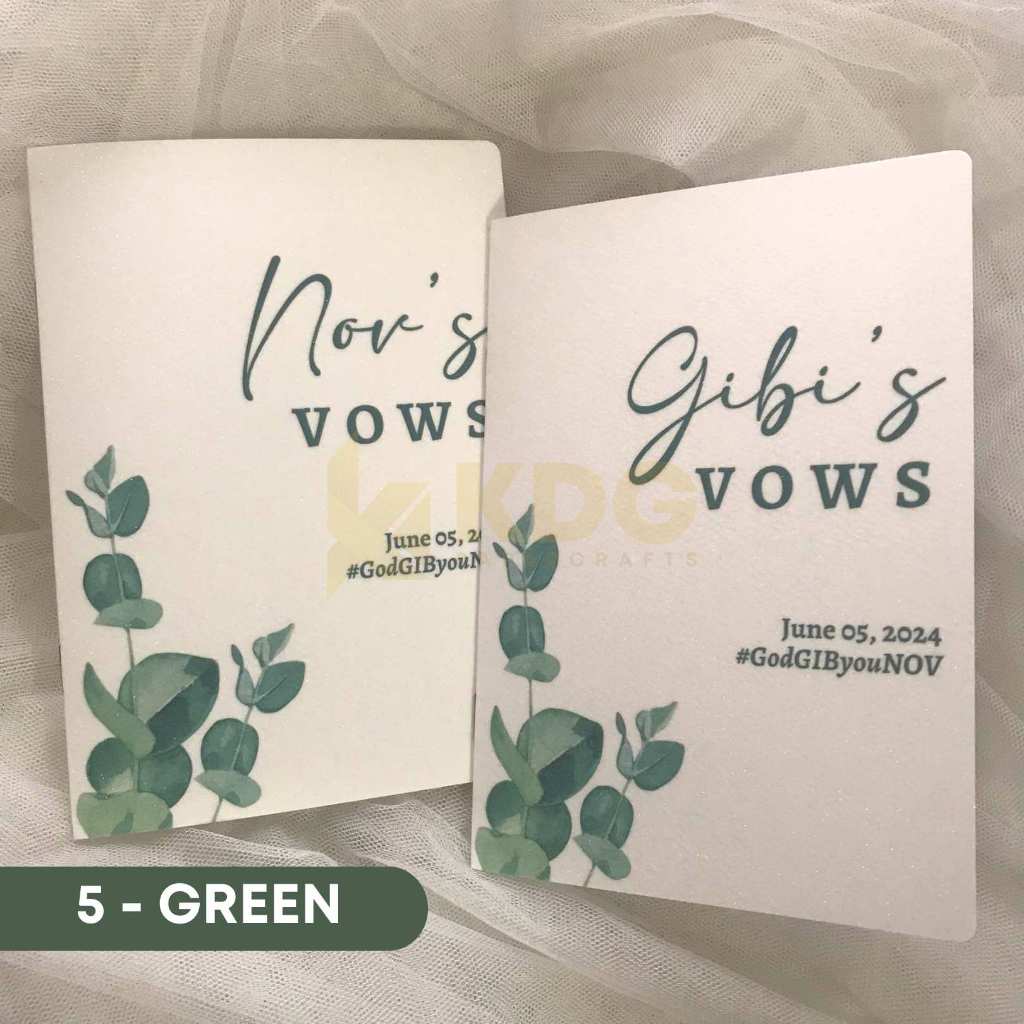 1 pair - His and Her Wedding Vows Card - Sage Green / Emerald Green ...