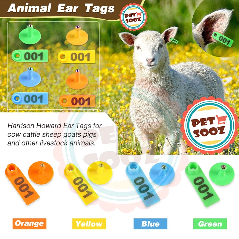 Cattle Goat Ear Tags 001-100 Number Plastic Tags Livestock animal ear ...