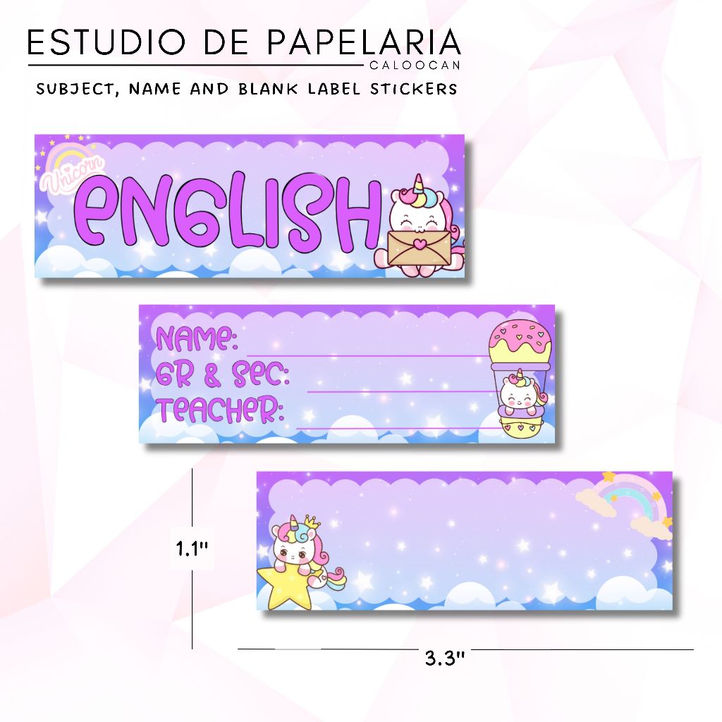 Estudio | Unicorn Label Stickers for notebooks, journals, organizers ...