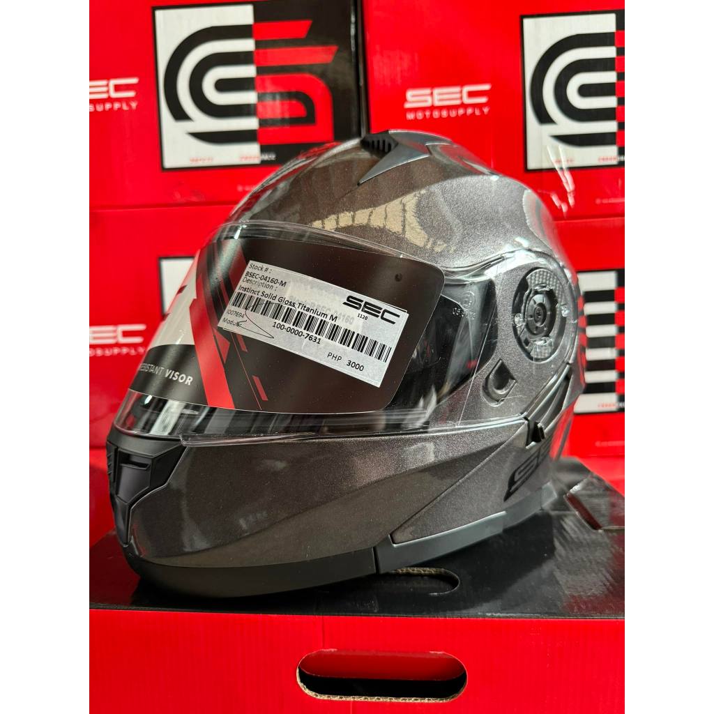 Sec Instinct Modular Full Face Dual Visor (Titanium, Black Red, Black ...