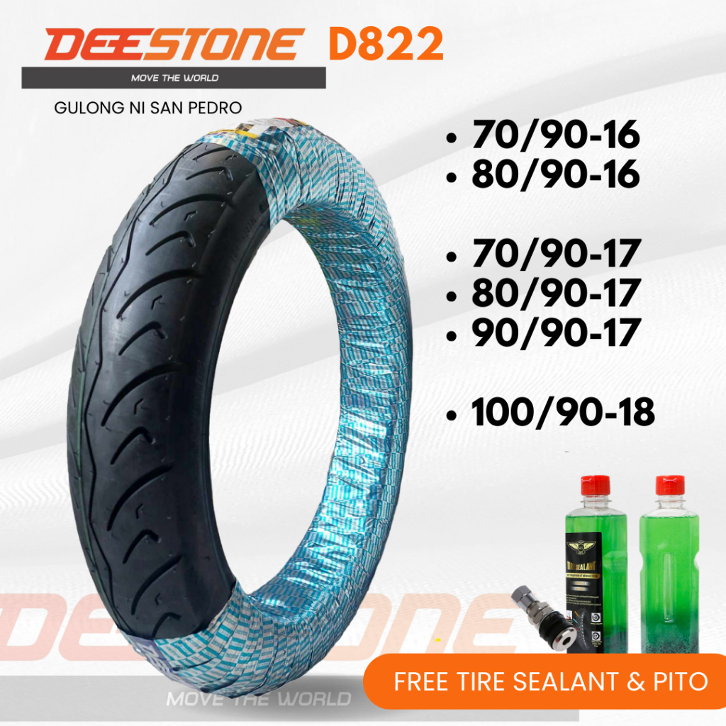 DEESTONE TUBELESS TIRE D822 70/90-16, 80/90-16, 100/90-18, 70/90-17, 90/90-17 | Shopee Philippines