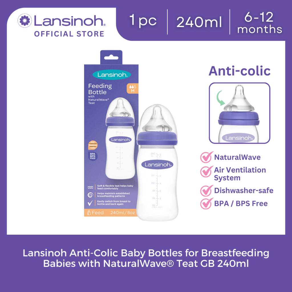 Lansinoh Anti-Colic Baby Bottles for Breastfeeding Babies with ...