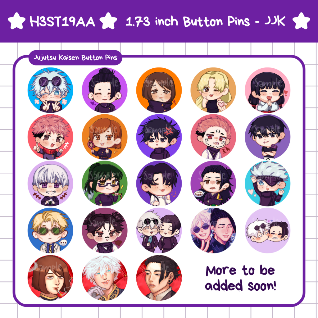 Jujutsu Kaisen 1.73 inch / 44 mm Button Pins by H3st19aa | Shopee ...