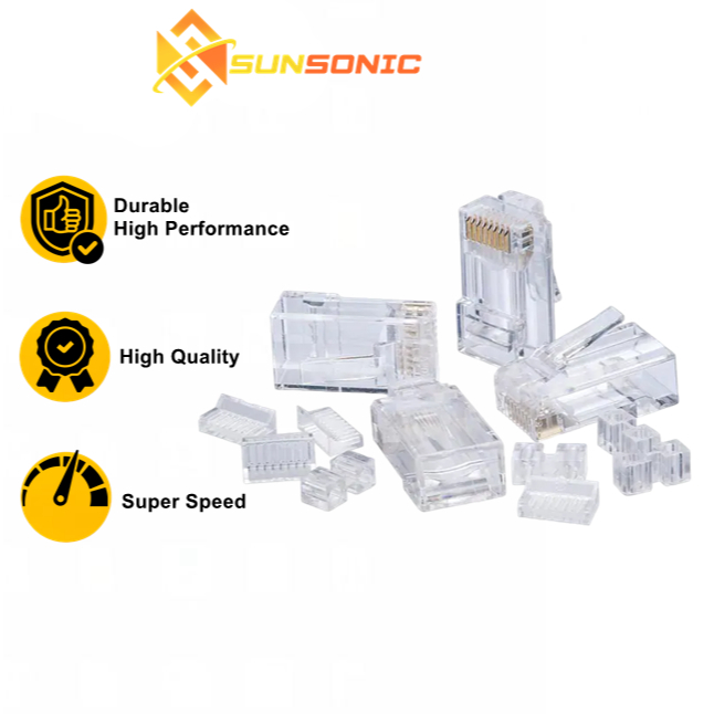 CAT5 RJ45 Network Cable Gold Plated Modular Plug Connector 8P8C (100pcs ...