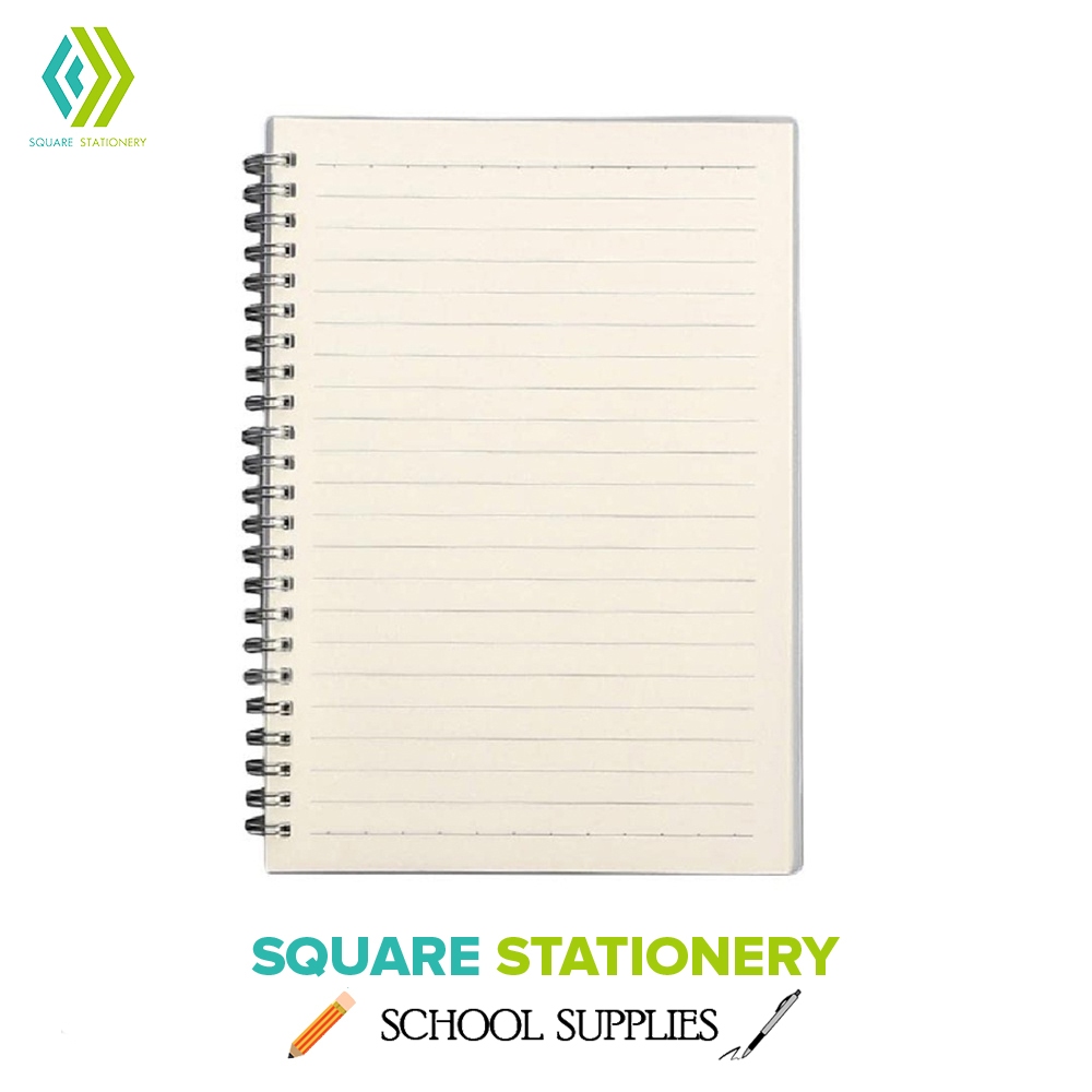 Square Stationery Spiral Notebook White Cover A5 Line for Students ...