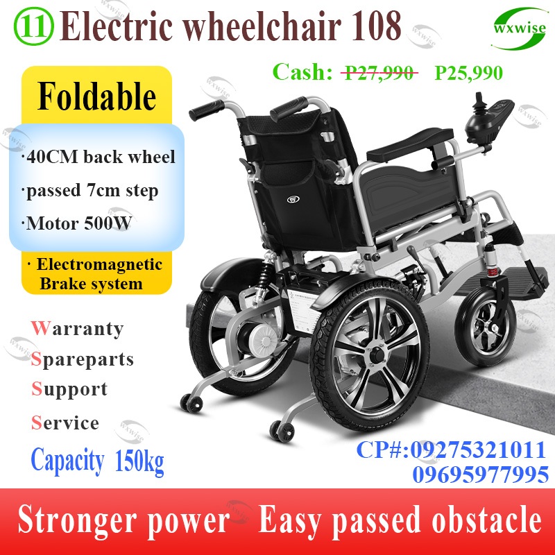 wxwise adult electric wheelchair manual fold standard wheelchair senior ...