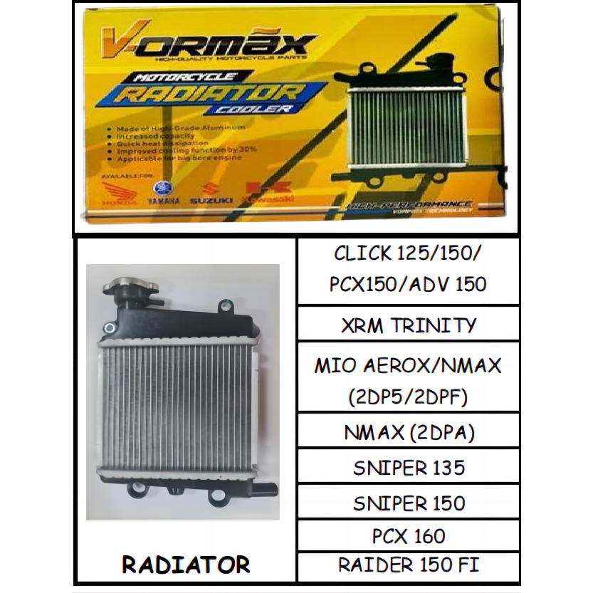 V-Ormax Radiator - Click125/150/ADV/Mio/Nmax/Aerox/Sniper135/150/PCX150 ...