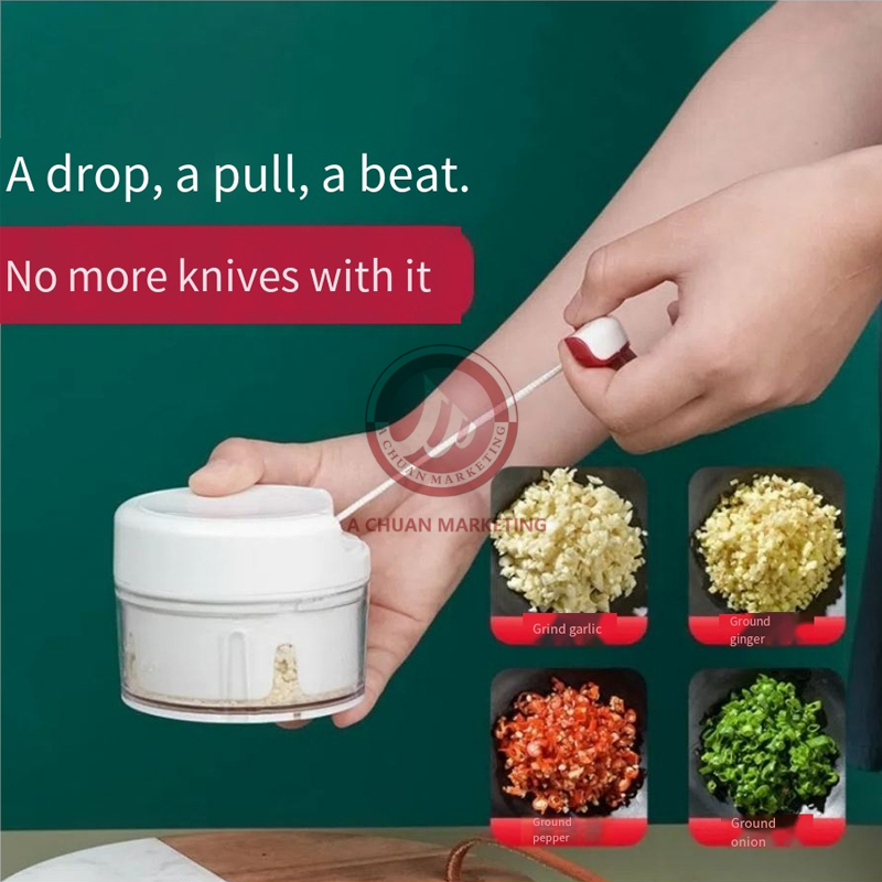 Mini Food Chopper Hand Pull Garlic Grinder Onion Ginger Masher Shredder ...