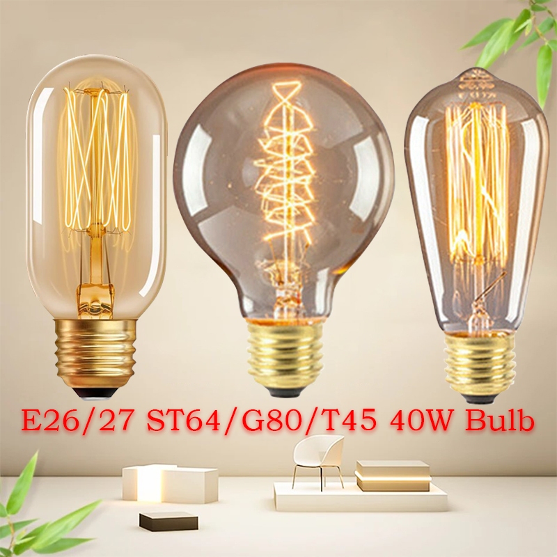 LED Bulb 220v E26/E27 40W Edison Retro Bulb ST64/G80/T45 Tungsten ...