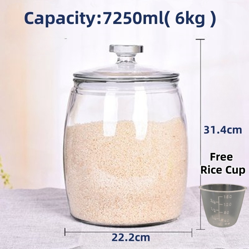Big glass jar rice Storage container food canisters Box Flour bucket ...