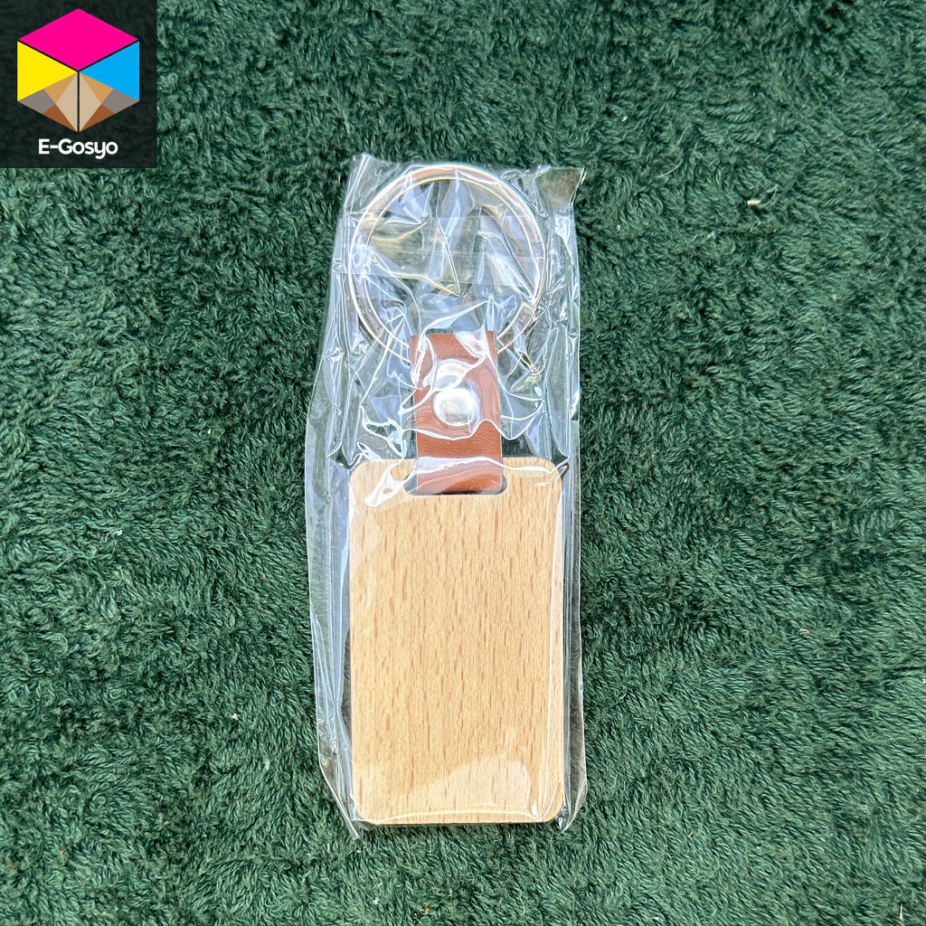 1 pc Wooden BEECHWOOD BIG Leather Keychain 6x3.5cm - Pain no engrave ...