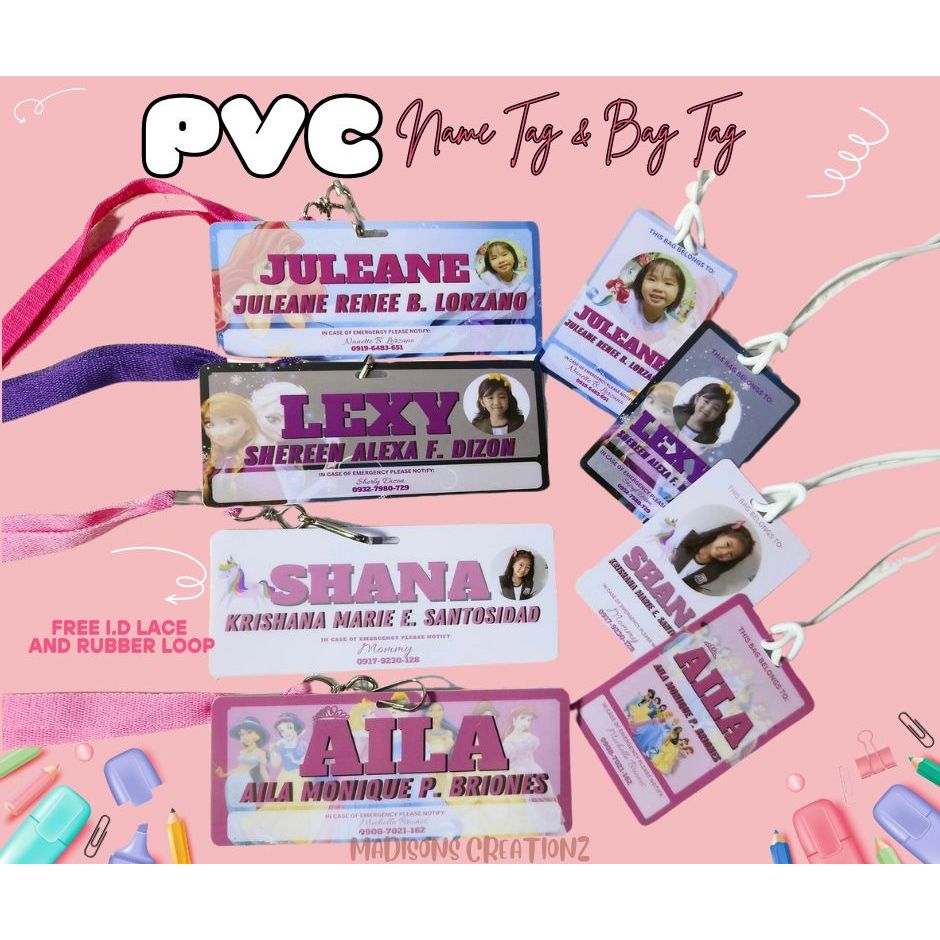 PVC CHILD NAME TAG and PVC BAG TAG FREE LAYOUT free ID LACE and rubber ...