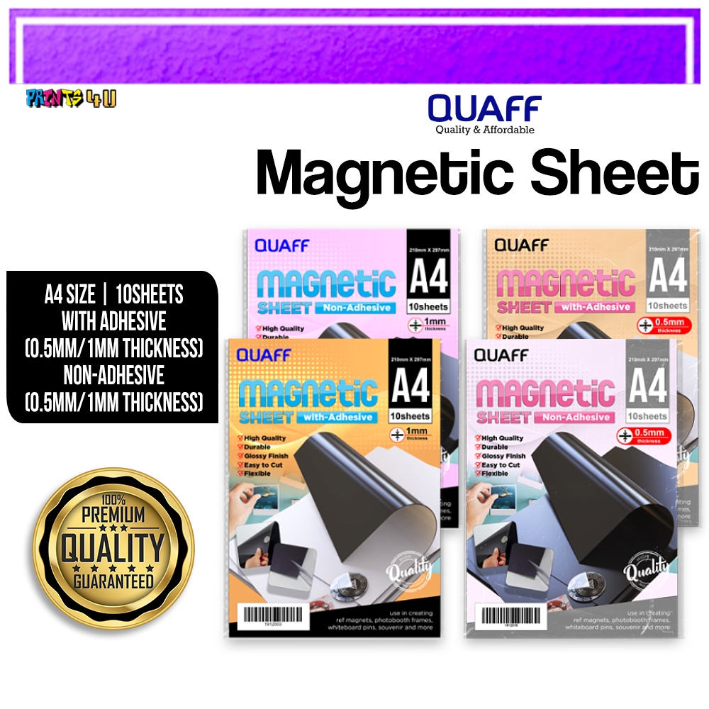 10 Sheets Magnetic Cuttable Ref Magnet A4 & 4r Size W Adhesive Non ...