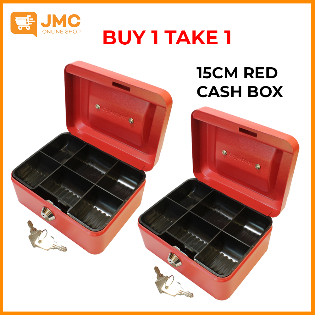 BUY 1 TAKE 1 15CM Cash Drawer Portable Steel Small Lockable Coin Money ...