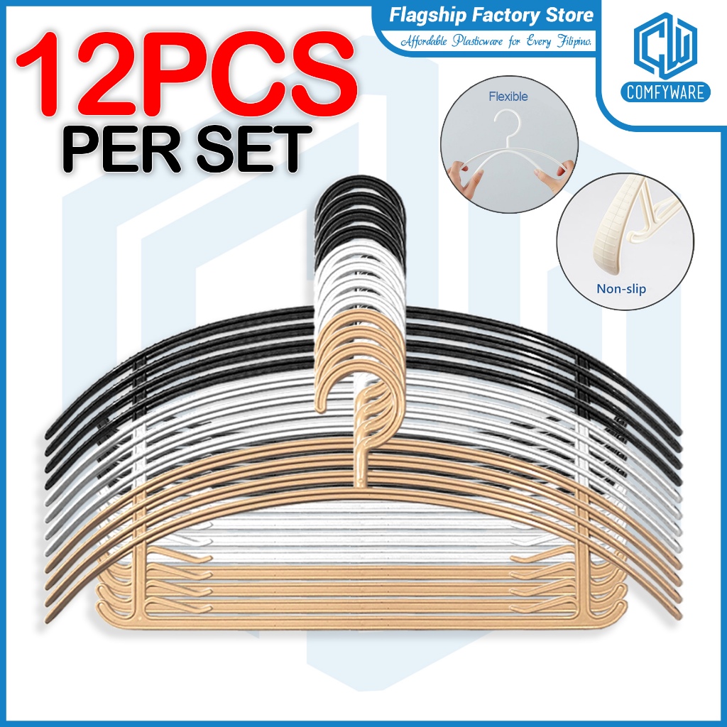 One Dozen (12pcs) No Shoulder Bump Non Slip Hanger 16" Adult Sweater ...