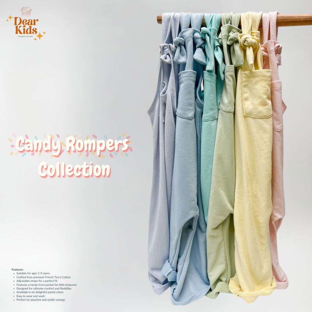 Dear Kids Candy Rompers Collection | Premium French Terry Cotton with Pocket | Ages 1 to 9 Years ...