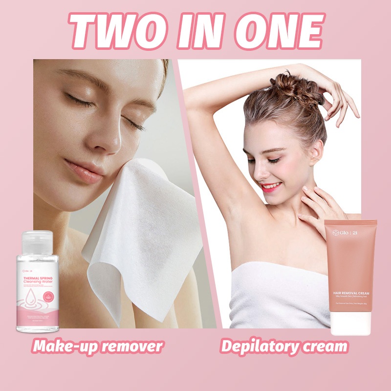 GLO21 Hot Spring Makeup Remover+Set Painless Hair Removal Cream ...