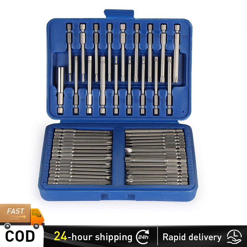 50pc 75mm Extra Long Screwdriver Bit Set Security Head Screwdriver Bits Kit Torx Star Hex Spline ...