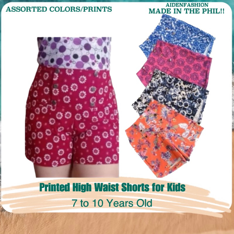 Printed High Waist Shorts for Kids(9-12 YEARS OLD)-DORI | Shopee ...