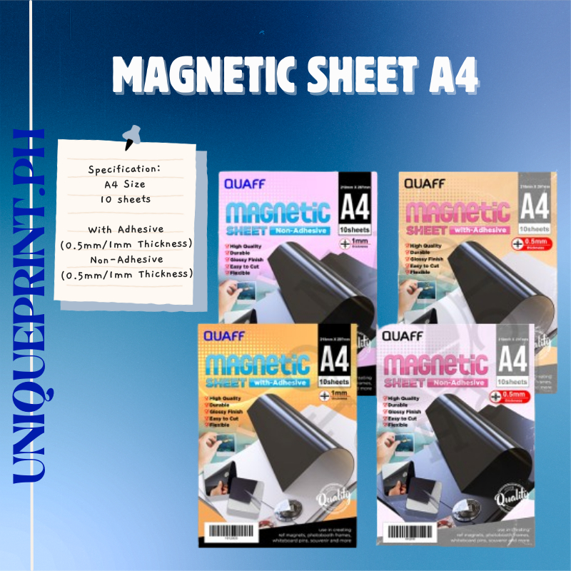 10PCS QUAFF Magnetic Sheets (1mm/0.5mm) A4 Size with Adhesive and Non-adhesive Cuttable Ref ...