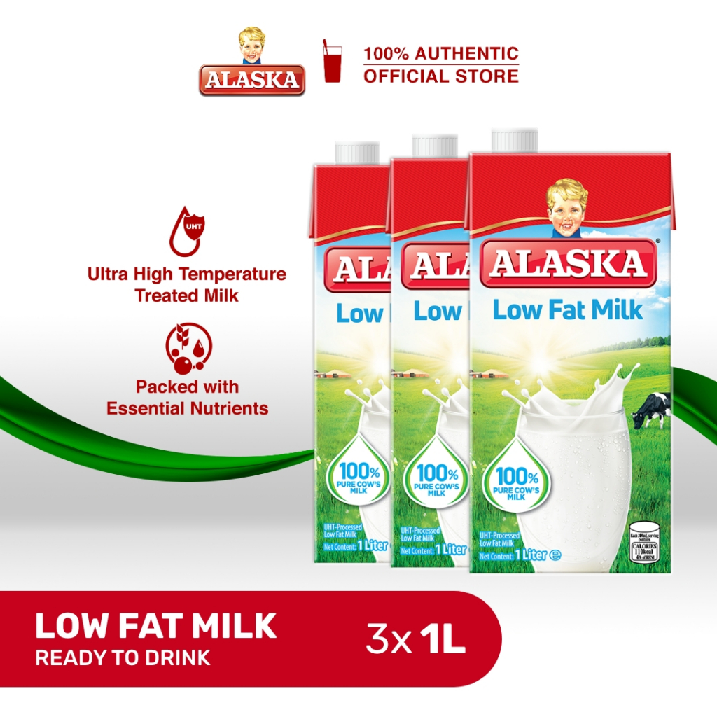 Alaska Low Fat Milk 1L | Set of 3 | Shopee Philippines