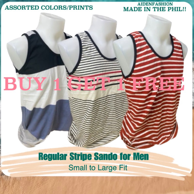 (SET OF 3)!!Regular Stripe Sando for Men/SMALL TO LARGE-WALLY | Shopee ...