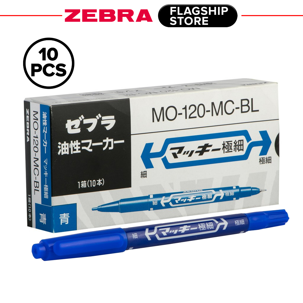 Zebra Pen Double-Tip Permanent Marker Blue | Shopee Philippines