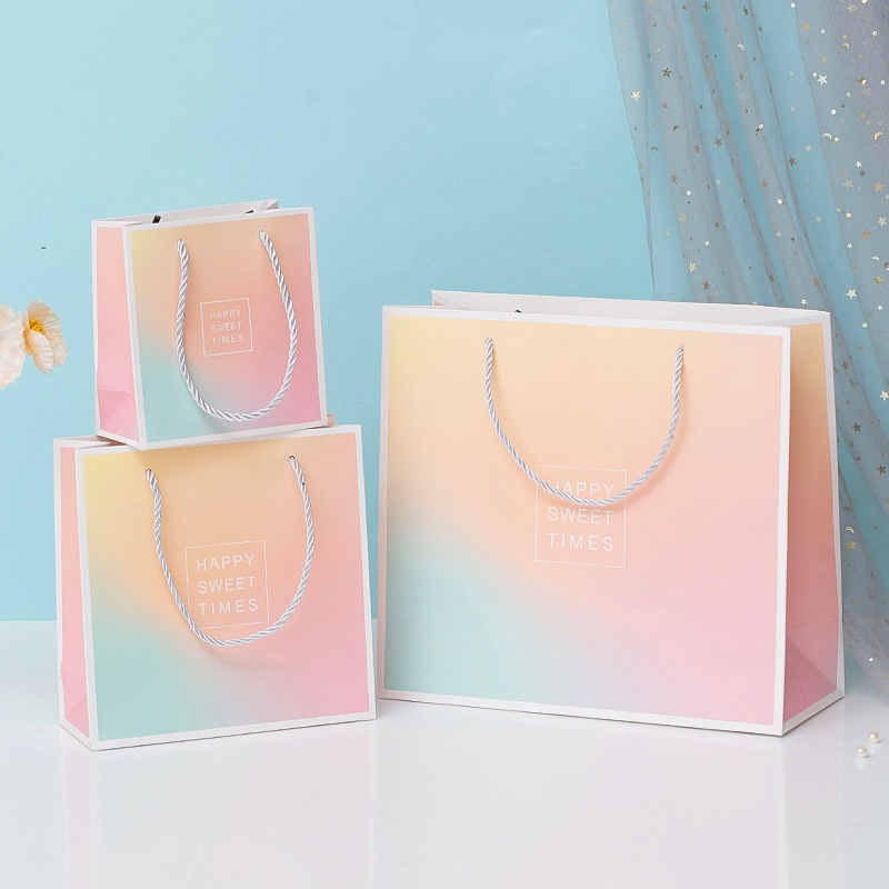 Gradient Color Paperbag Birthday GiftPackaging Bag Handbag Ins Style ...