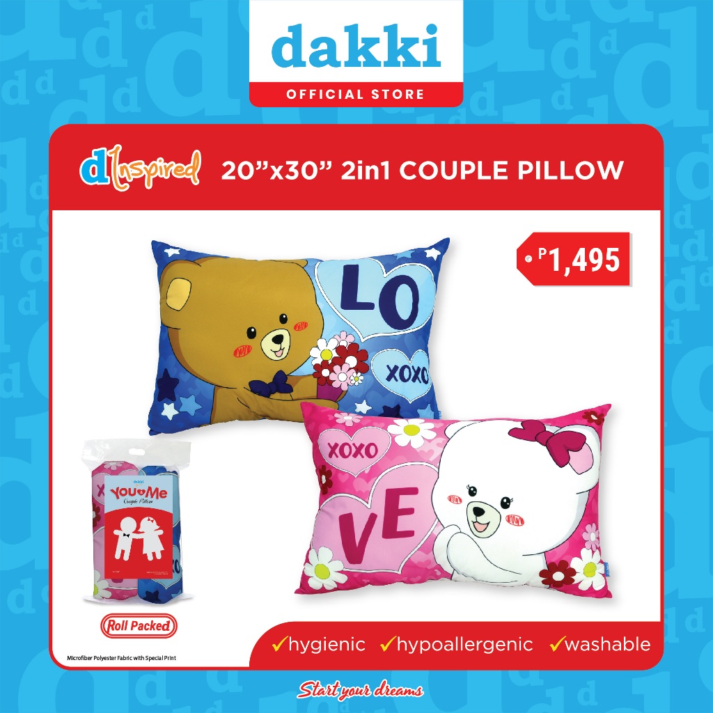 Dakki 20 Inch X 30 2In1 Bear XOXO King Pillow | Shopee Philippines