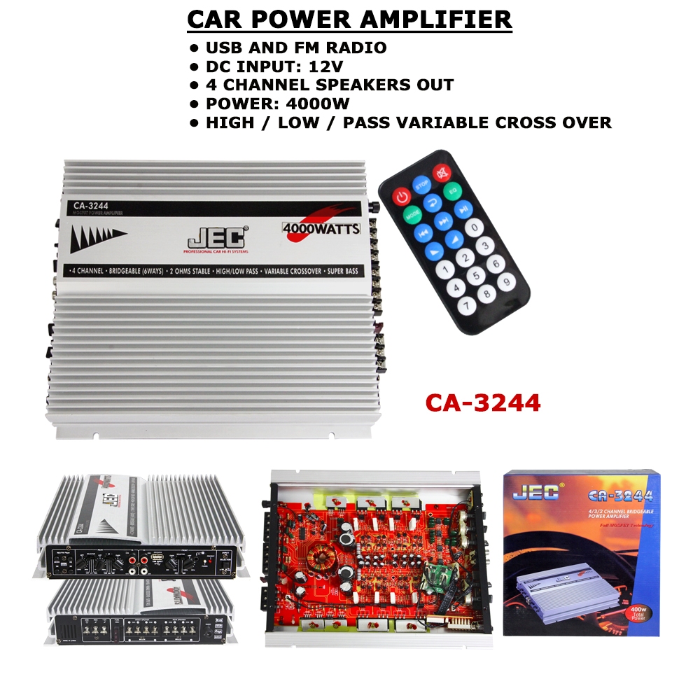 4 CHANNEL CAR POWER AMPLIFIER WITH USB 4000 WATTS CA3244 | Shopee ...