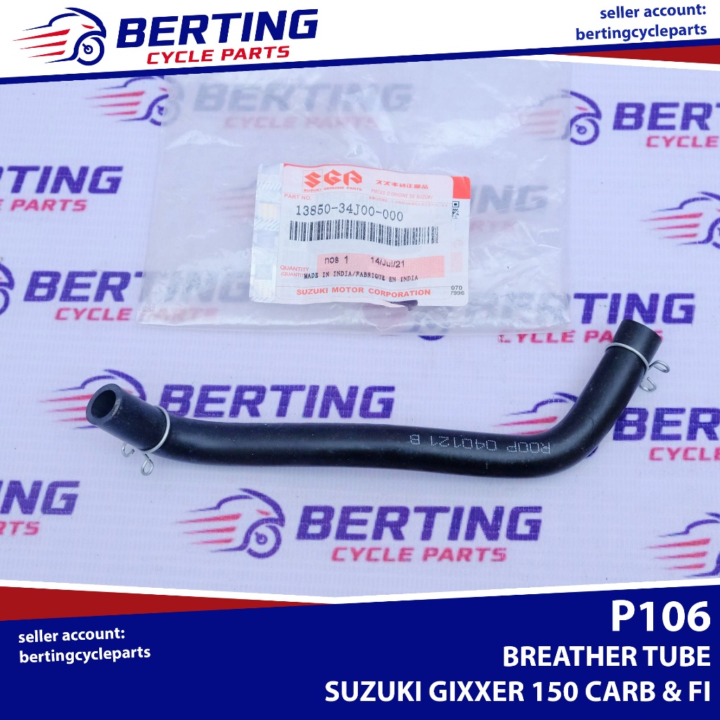 SGP BREATHER TUBE Suzuki Gixxer 150 Carb & FI Genuine 13850-34J00-000 ...