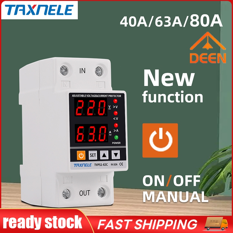Dual Display 40A 63A 230V Din Rail Adjustable digital Voltage Protector ...