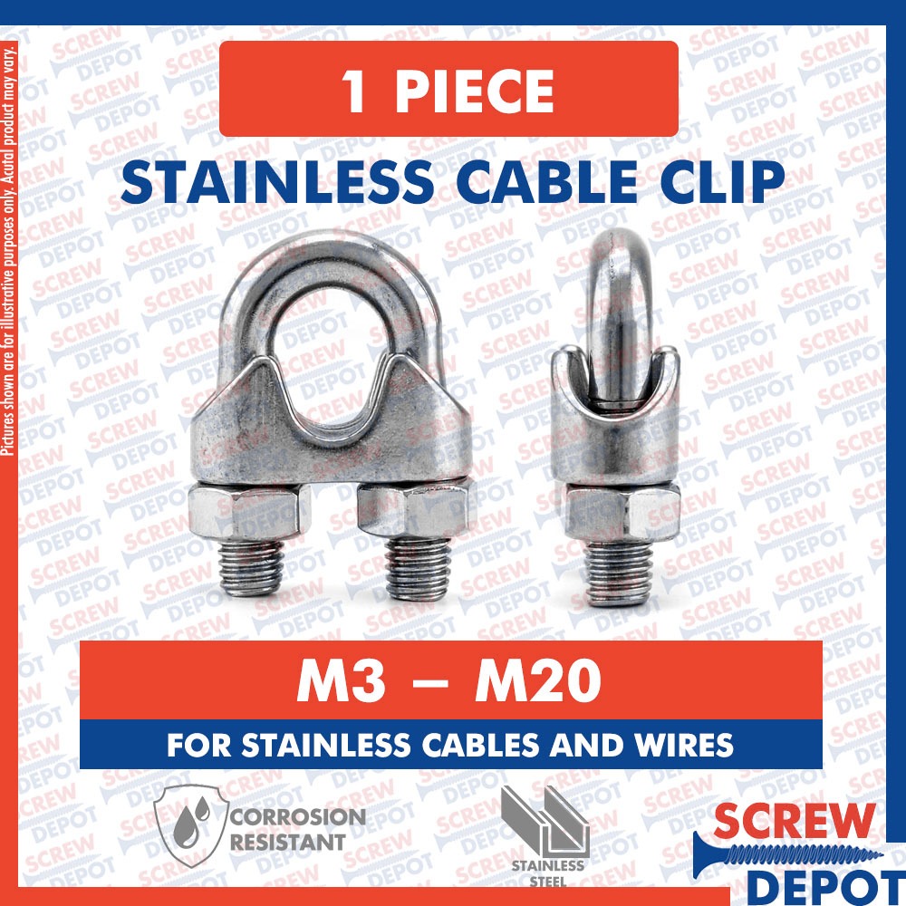 1-10PCS Stainless Cable Clip for Wire Rope Clip SS M3~M20 | Shopee ...