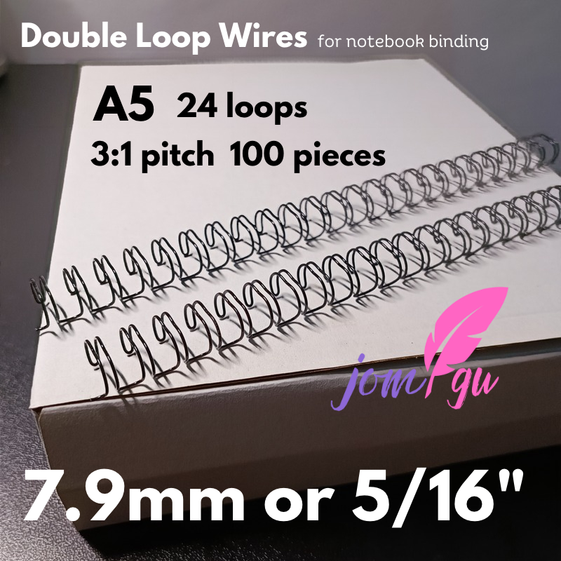 Double Loop Wires for Binding Notebooks A5-size pitch 3:1 24 Holes 7.9mm or 5/16inch 100pieces ...
