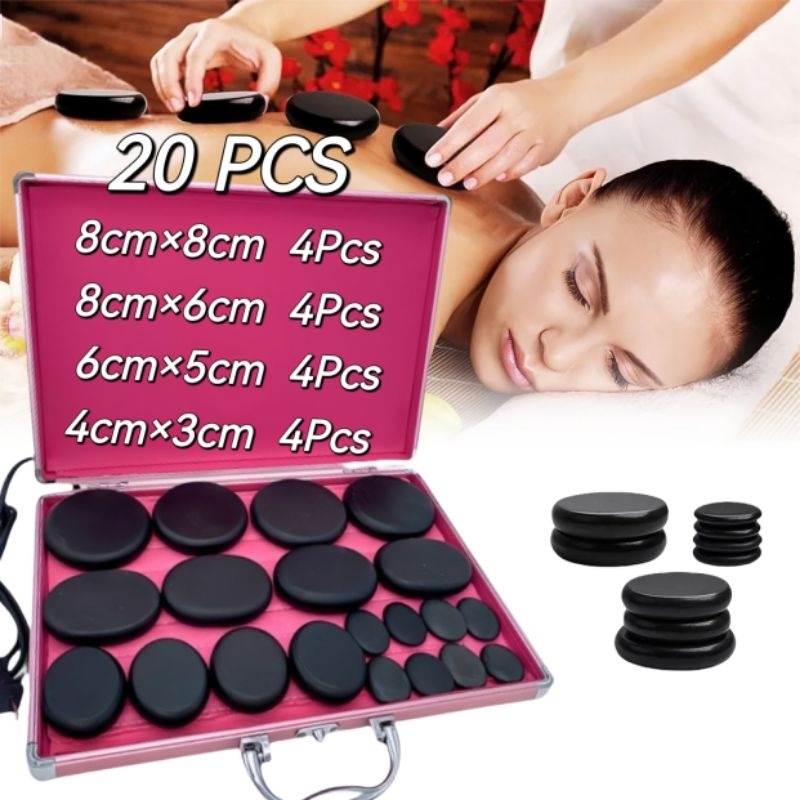20Pcs Hot Stone Massage Set Oil Nassage Energy Stone Set for Massage ...