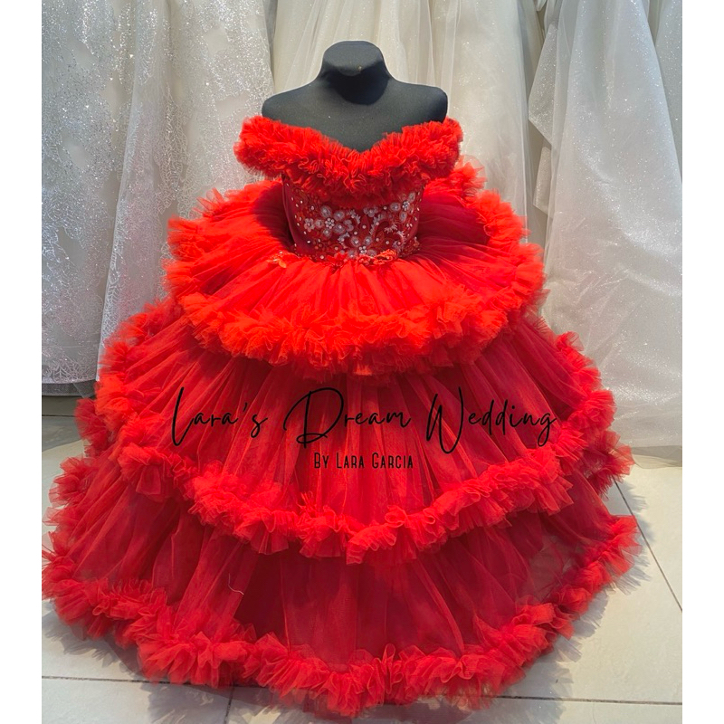 OFF SHOULDER 3layer Raffles Trendy Gown For Birthdays/Special Occasions ...