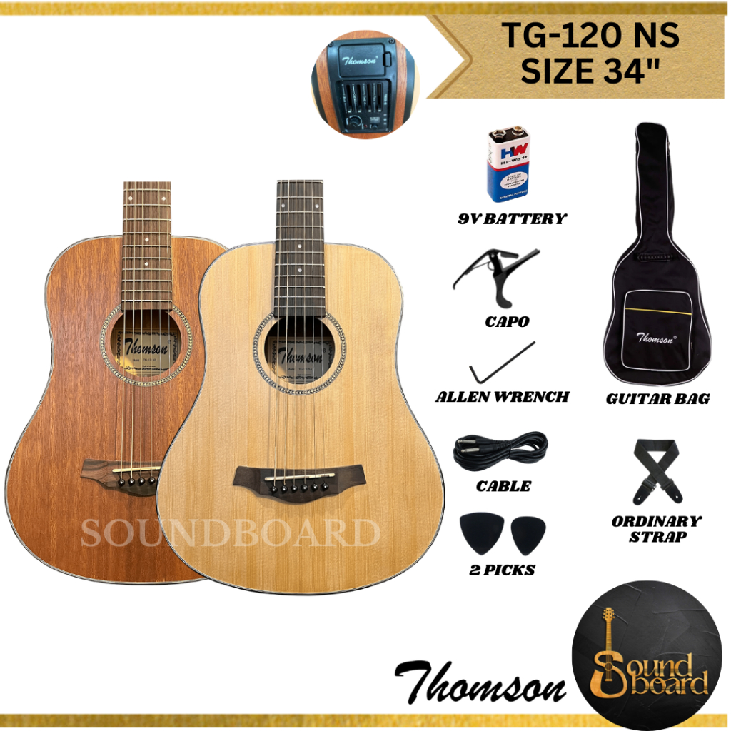 Thomson TG120 NS 34" Acoustic-Electric Baby Guitar w/ Full setup and ...