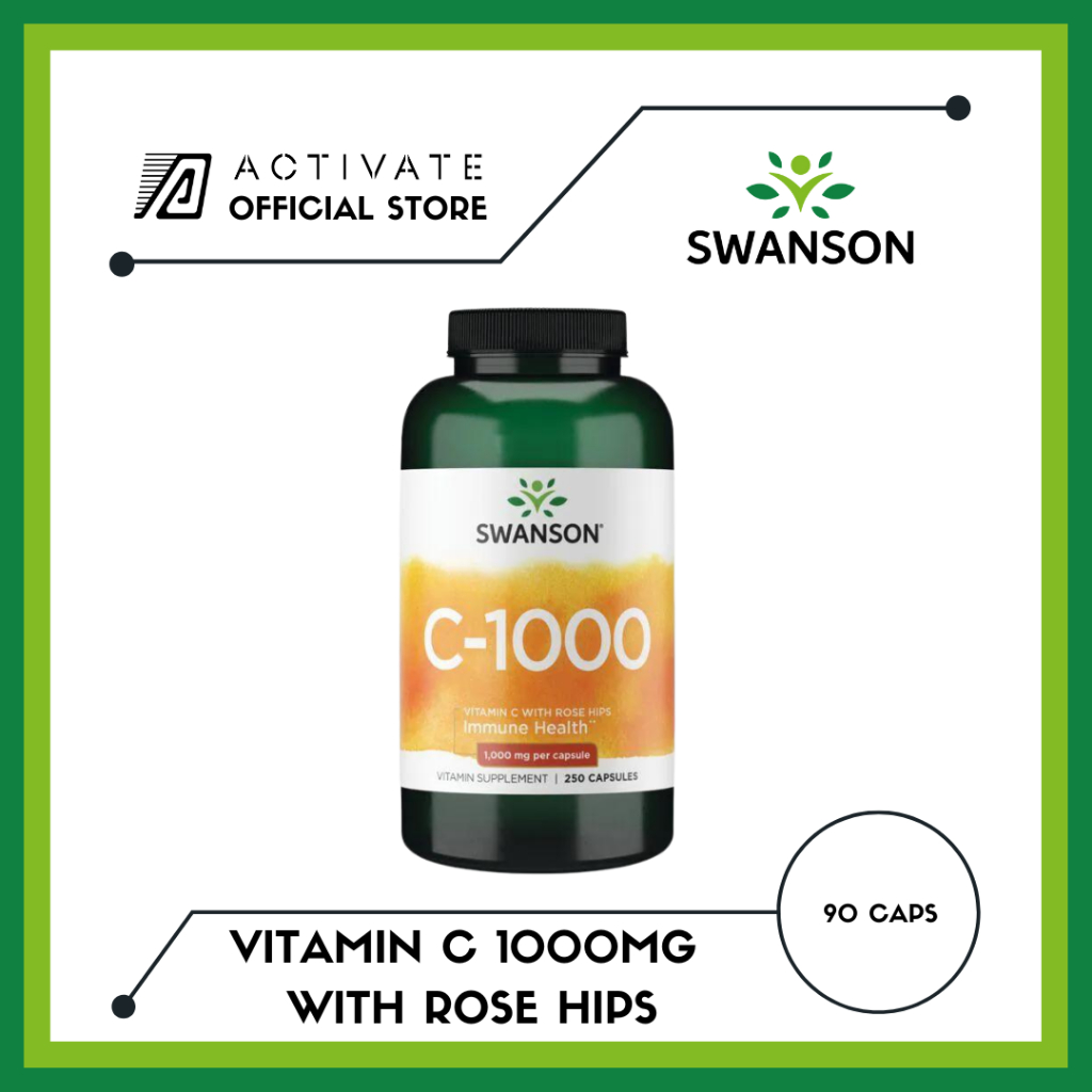 Swanson Vitamin C 1000mg with Rose Hips for daily immunity, antioxidant support- 90 capsules ...
