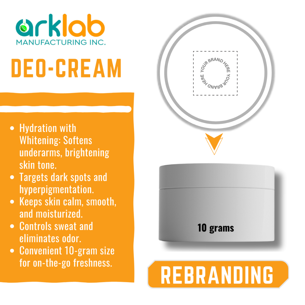 Arklab Deo cream 10grams for Rebranding: for Underarm Whitening and Brightening, Anti-odour ...