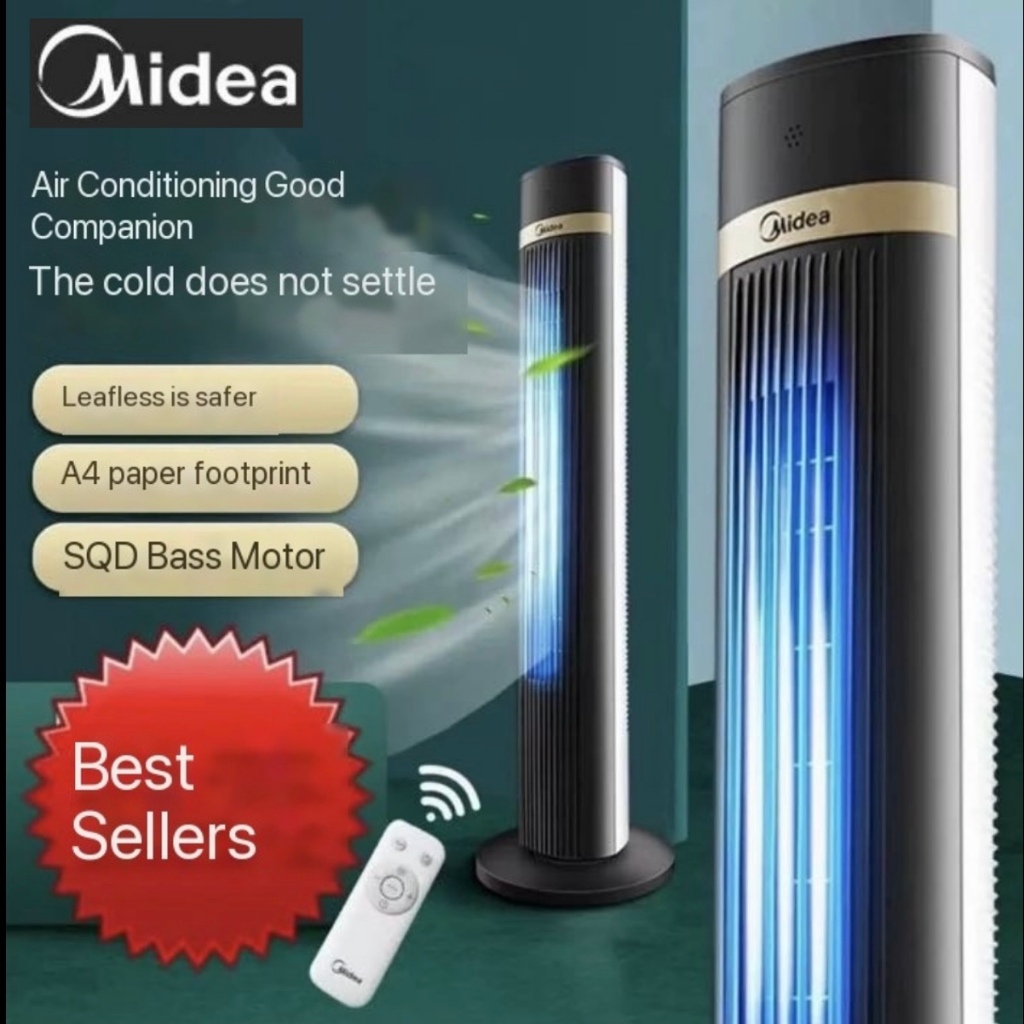 Midea Tower Floor Stand Fan Home Low Noise Bladeless Electric Tower Air ...