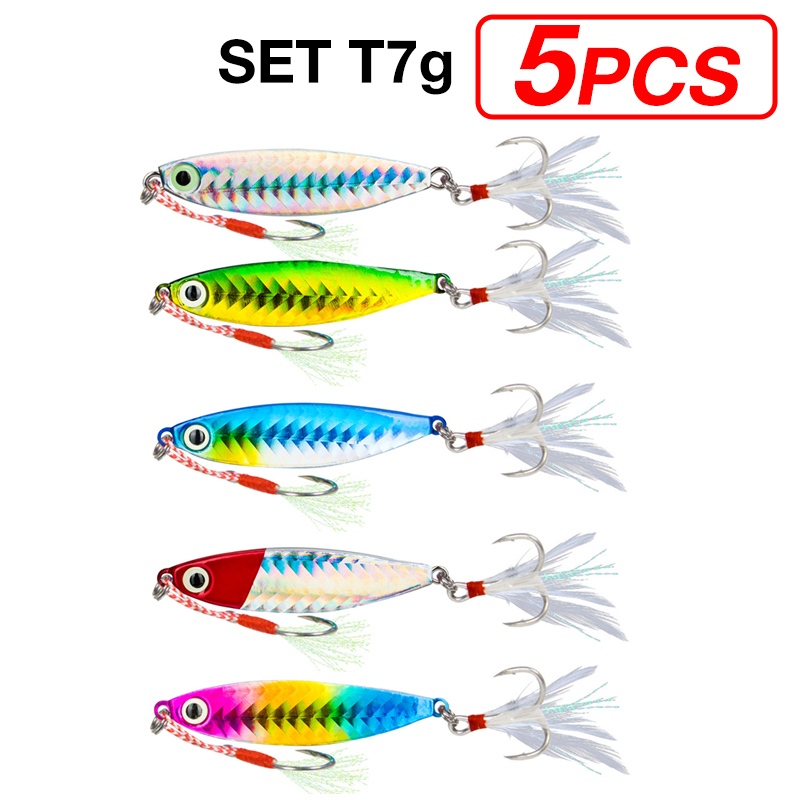 Hawesta 5Pcs Laser Jigging Lead 3D Eyes Metal Jig Slow Jigging/Trolling Metal Spoon Fishing Lure ...