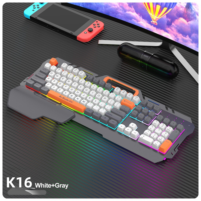 Metal Gaming Keyboard Mechanical Feel With Hand Rest Luminous ...