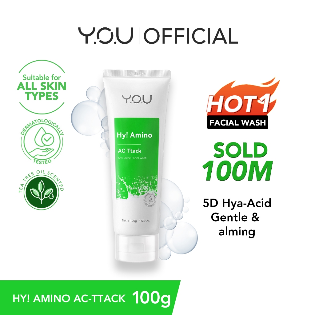 Y.O.U Hy! Amino AC-Ttack Anti-Acne Facial Wash | 5D Hyaluronic Acid ...