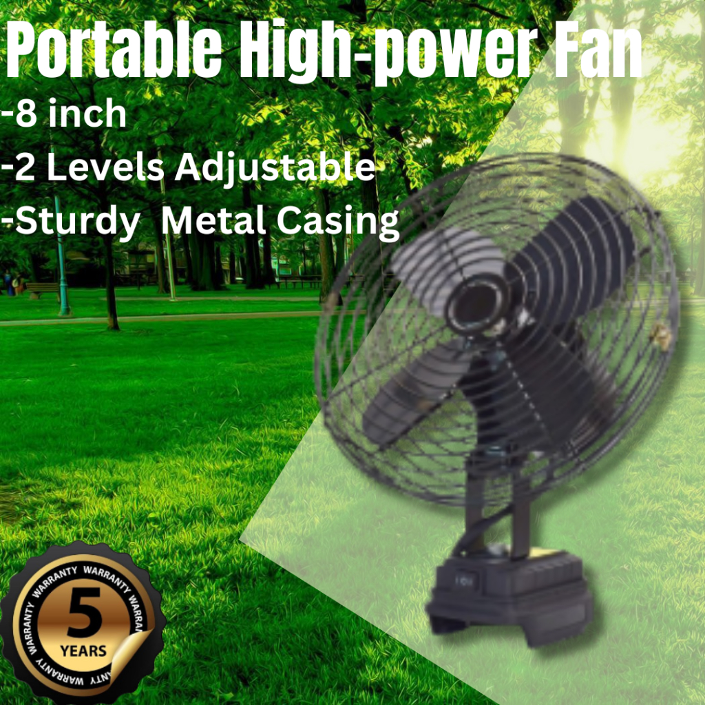 8 in Lithium Battery Fan with 2 Level Adjustable Portable High-power ...